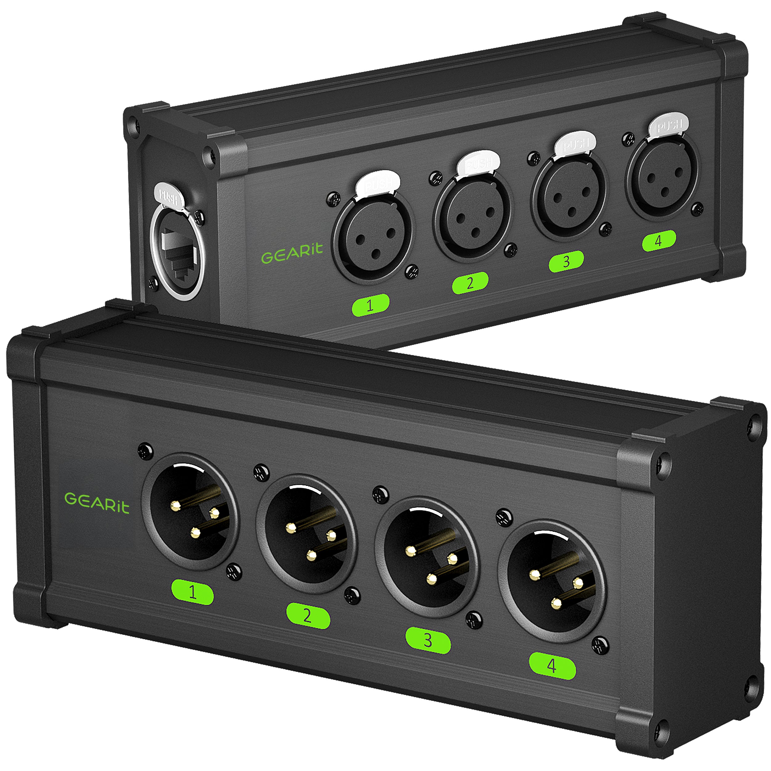 4 Channel 3-Pin XLR/DMX/AES-EBU Over Ethercon RJ45 Network Extender - GEARit