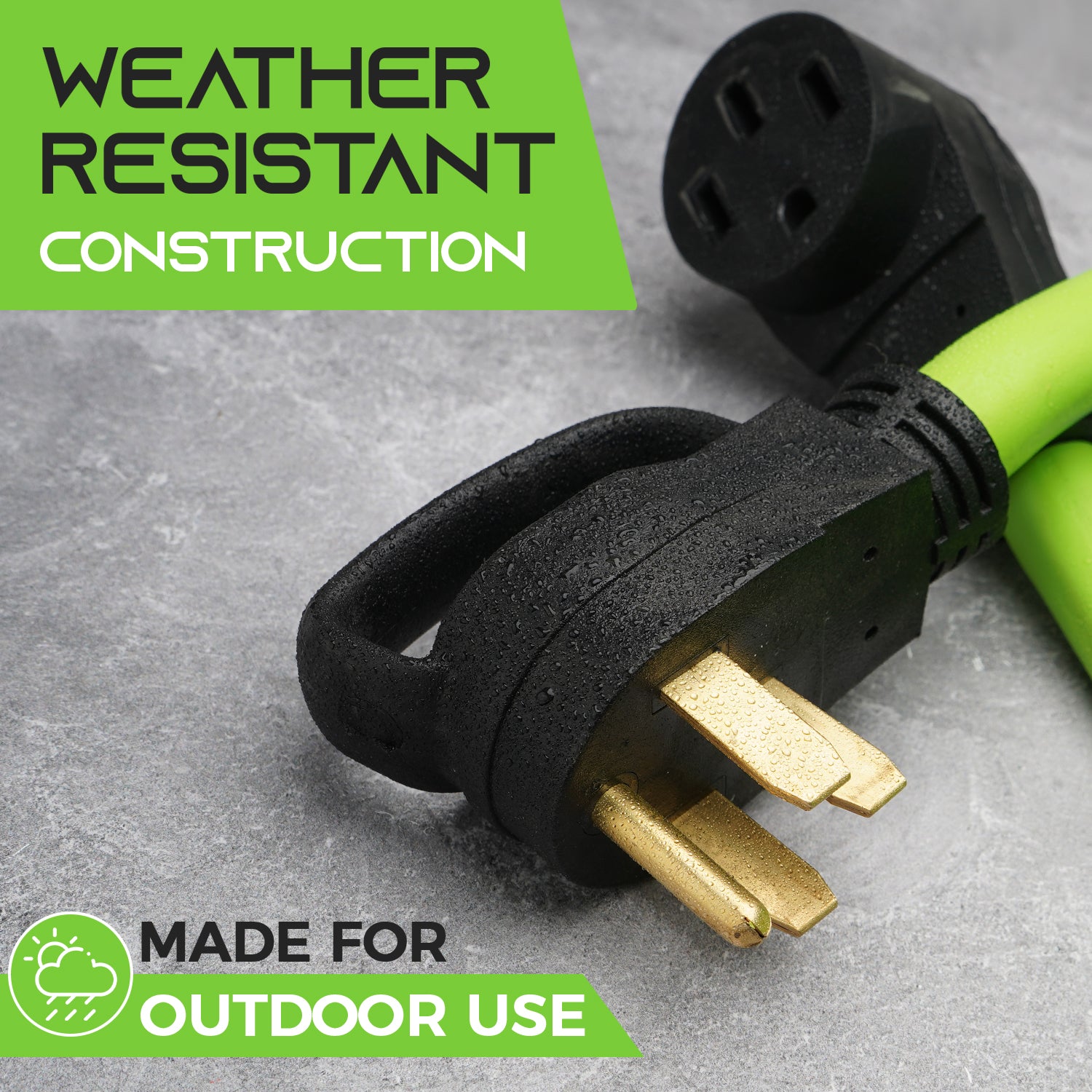 50 Amp NEMA 14-50 Heavy Duty Extension Cord Power Cord, Green - GEARit