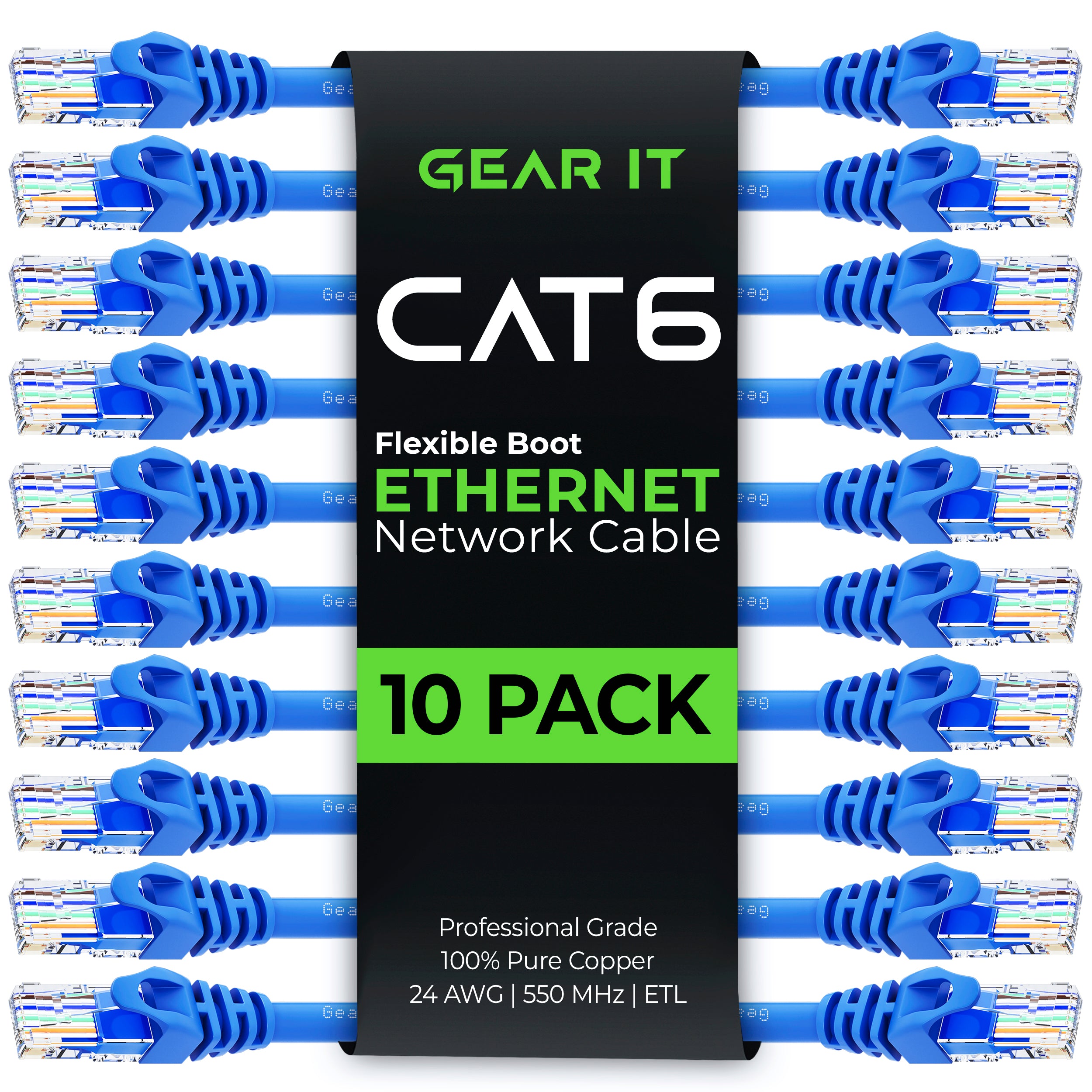 Flexible Soft Boot Cat6 Ethernet Patch Cable, Blue – GearIT