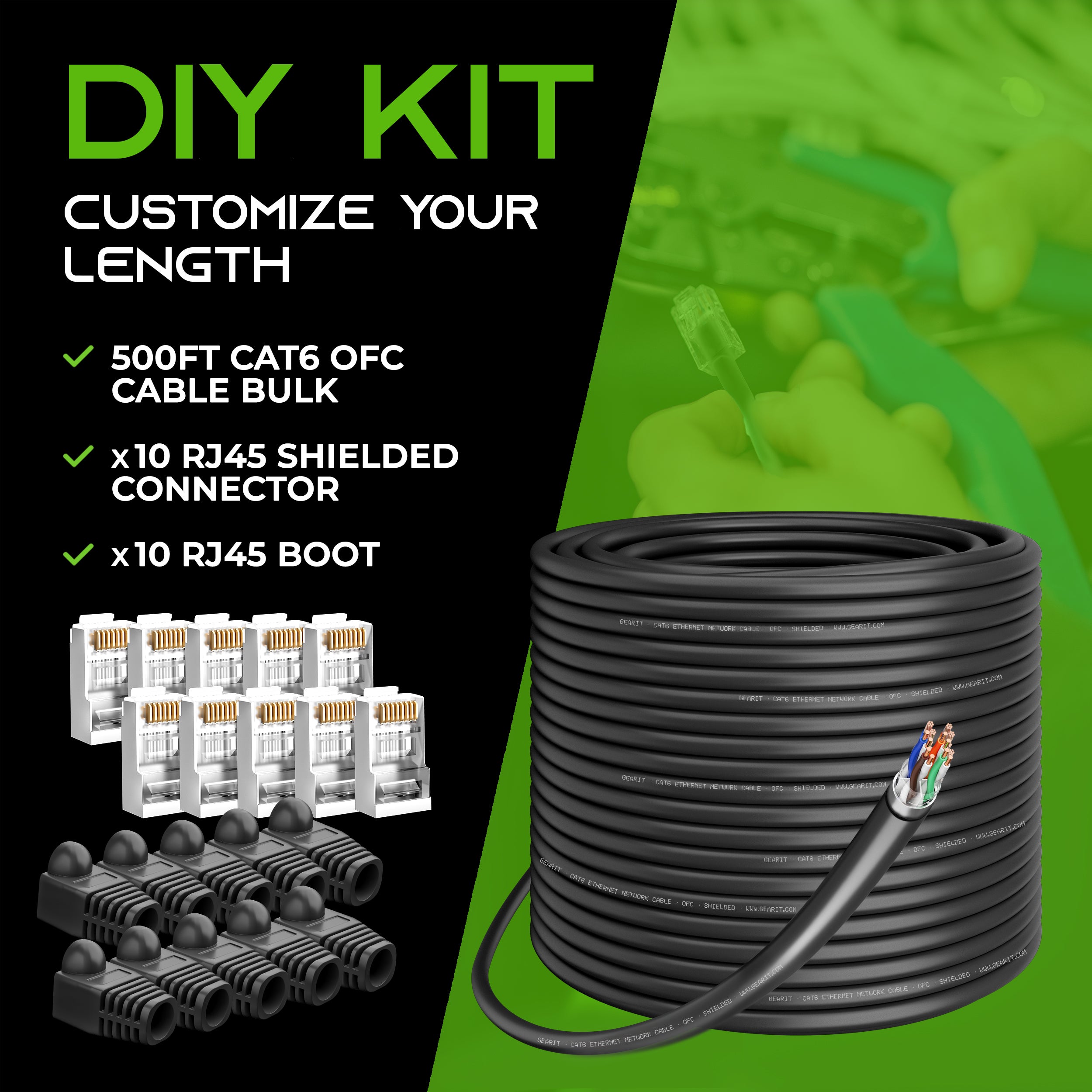 Bulk Cat6 Outdoor Ethernet Cable - DIY Kit - GEARit