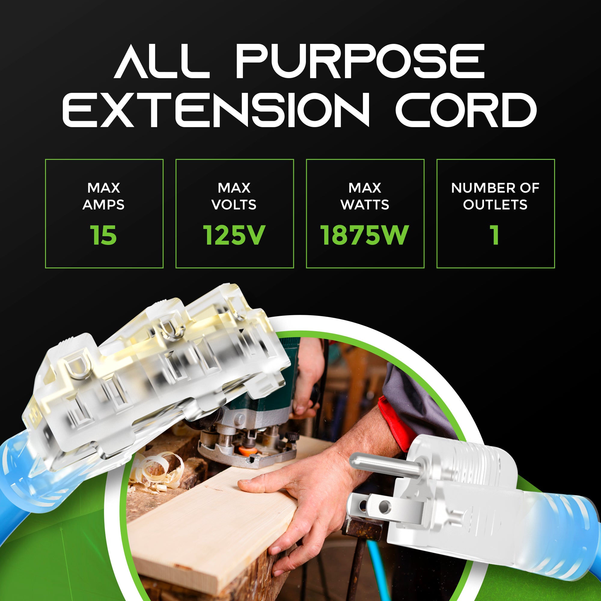 10/3 Outdoor Extension Cord 100 Feet Triple Outlet - SJEOW - Extreme W ...