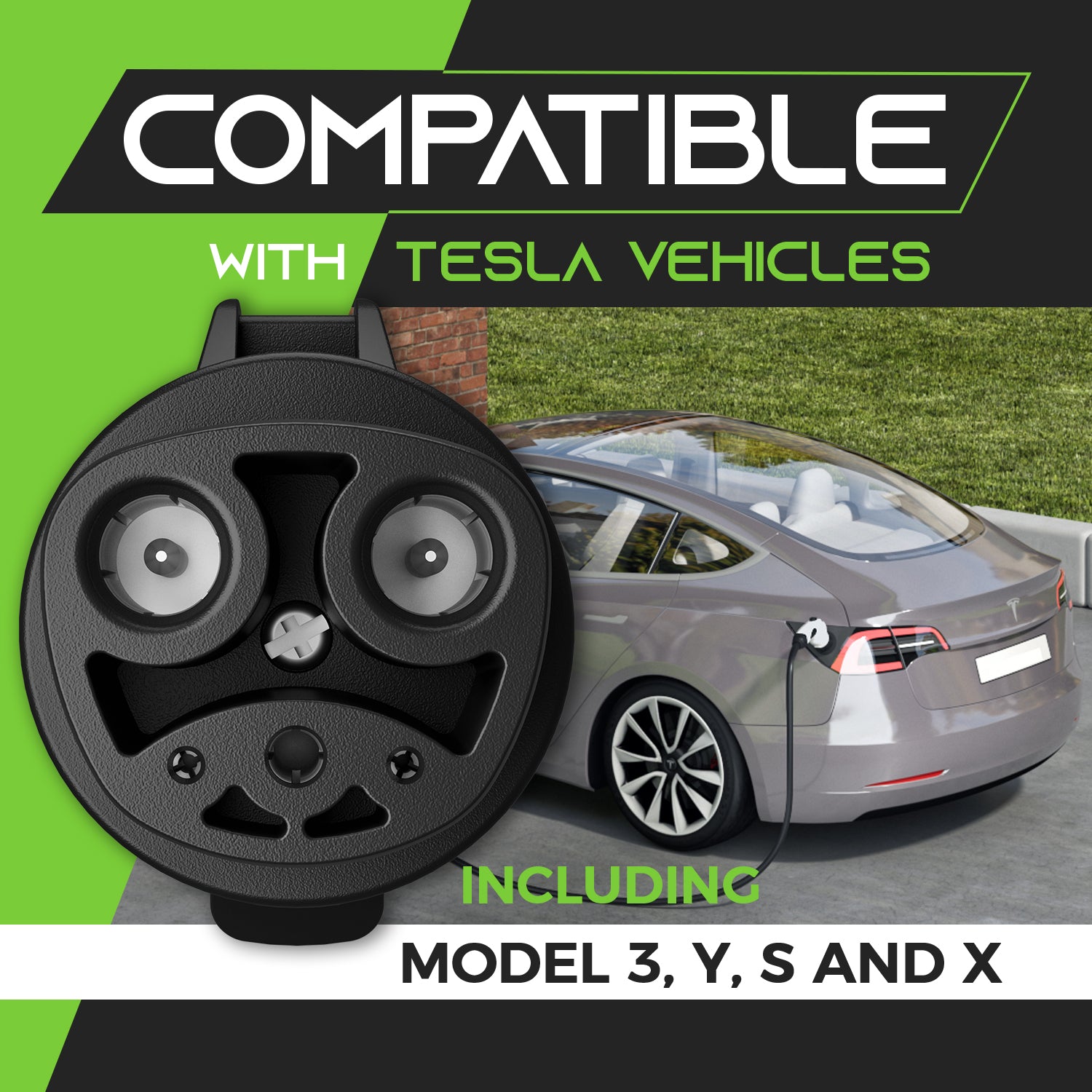 60 Amp J1772 to Tesla Adapter for Level 1 and 2 EV Chargers, IP65 Rati ...