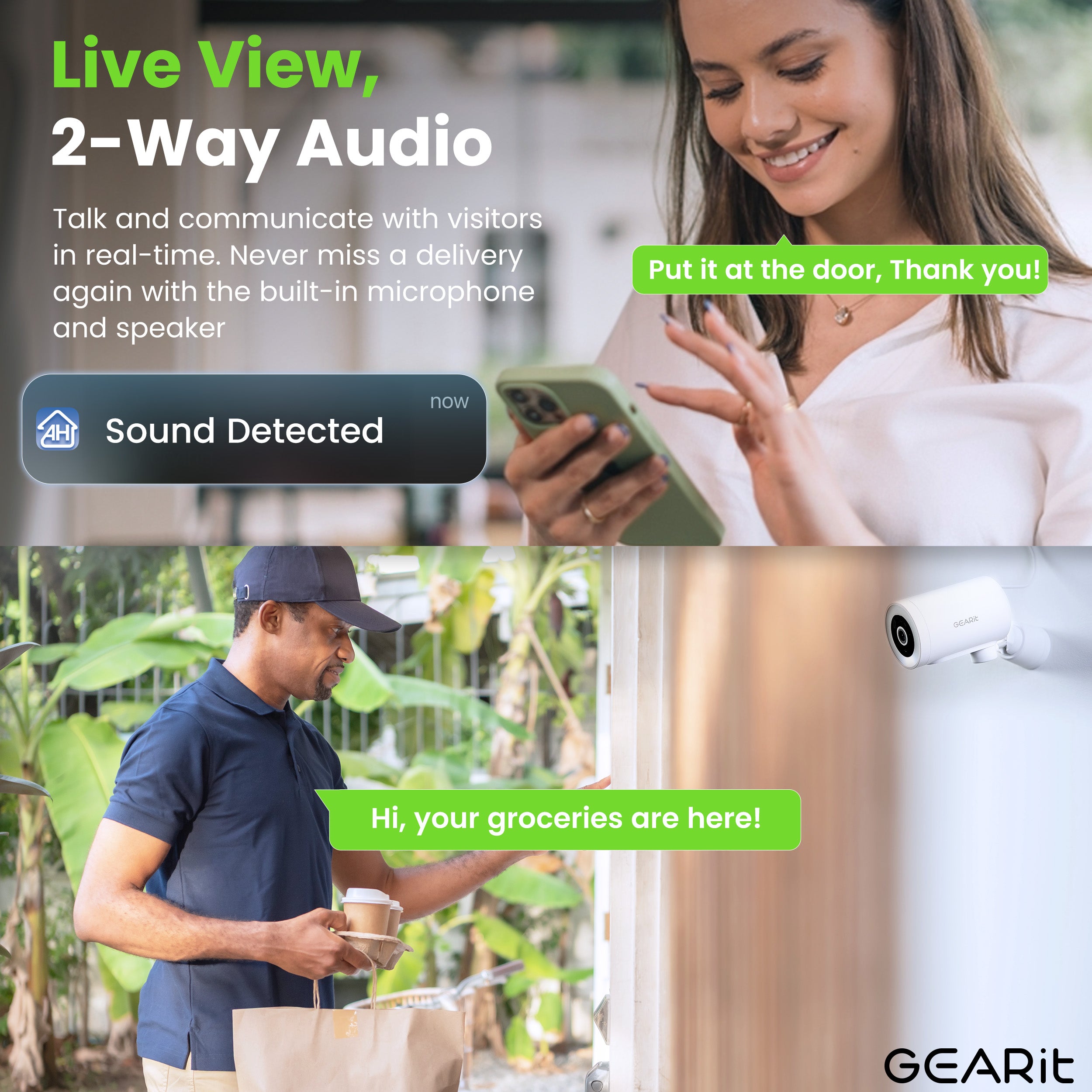 GEARit Wifi Motion Tracking Outdoor Security Camera - 2K Video, IP65 W