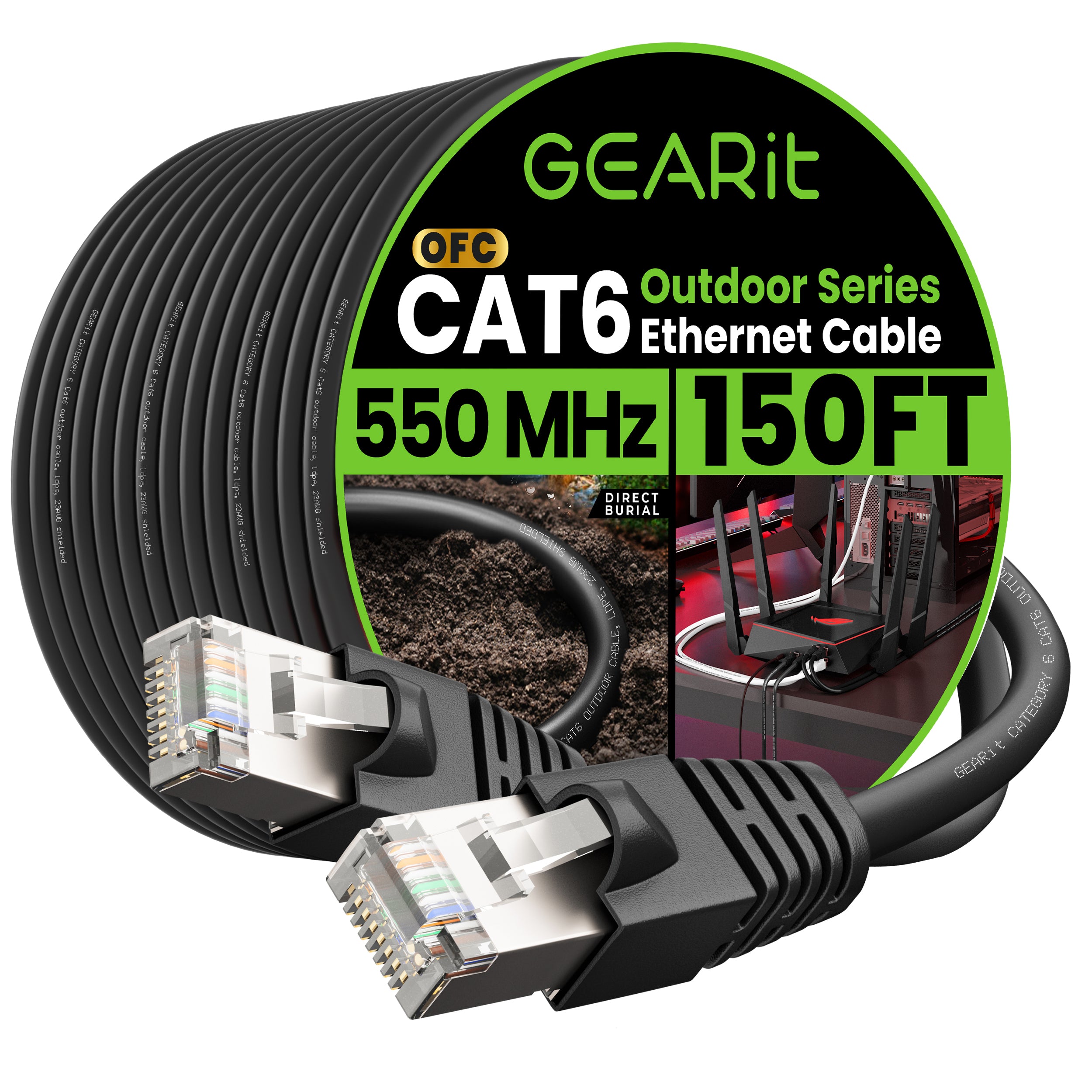 Cat6 Outdoor Ethernet Cable - 23AWG LLDPE Weatherproof Jacket S/FTP Di ...