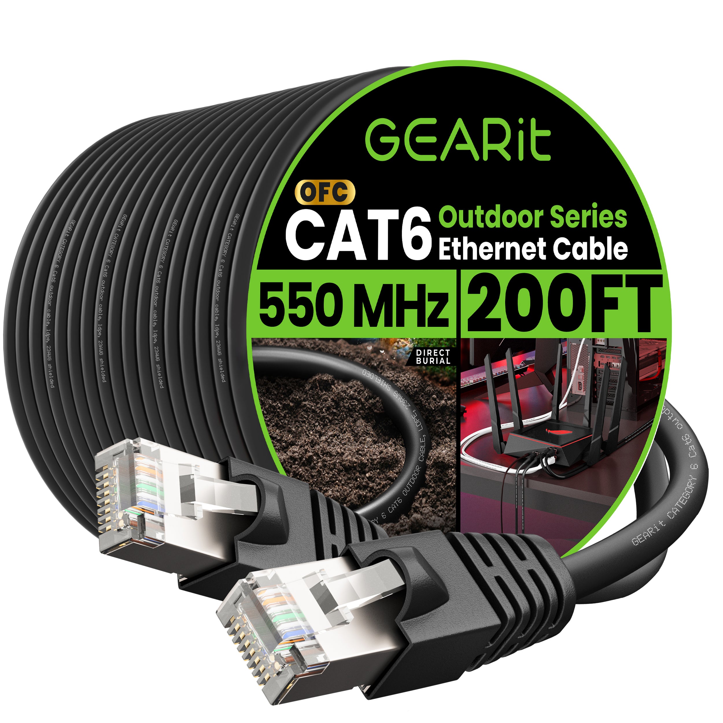 Cat6 Outdoor Ethernet Cable - 23AWG LLDPE Weatherproof Jacket S/FTP Di ...