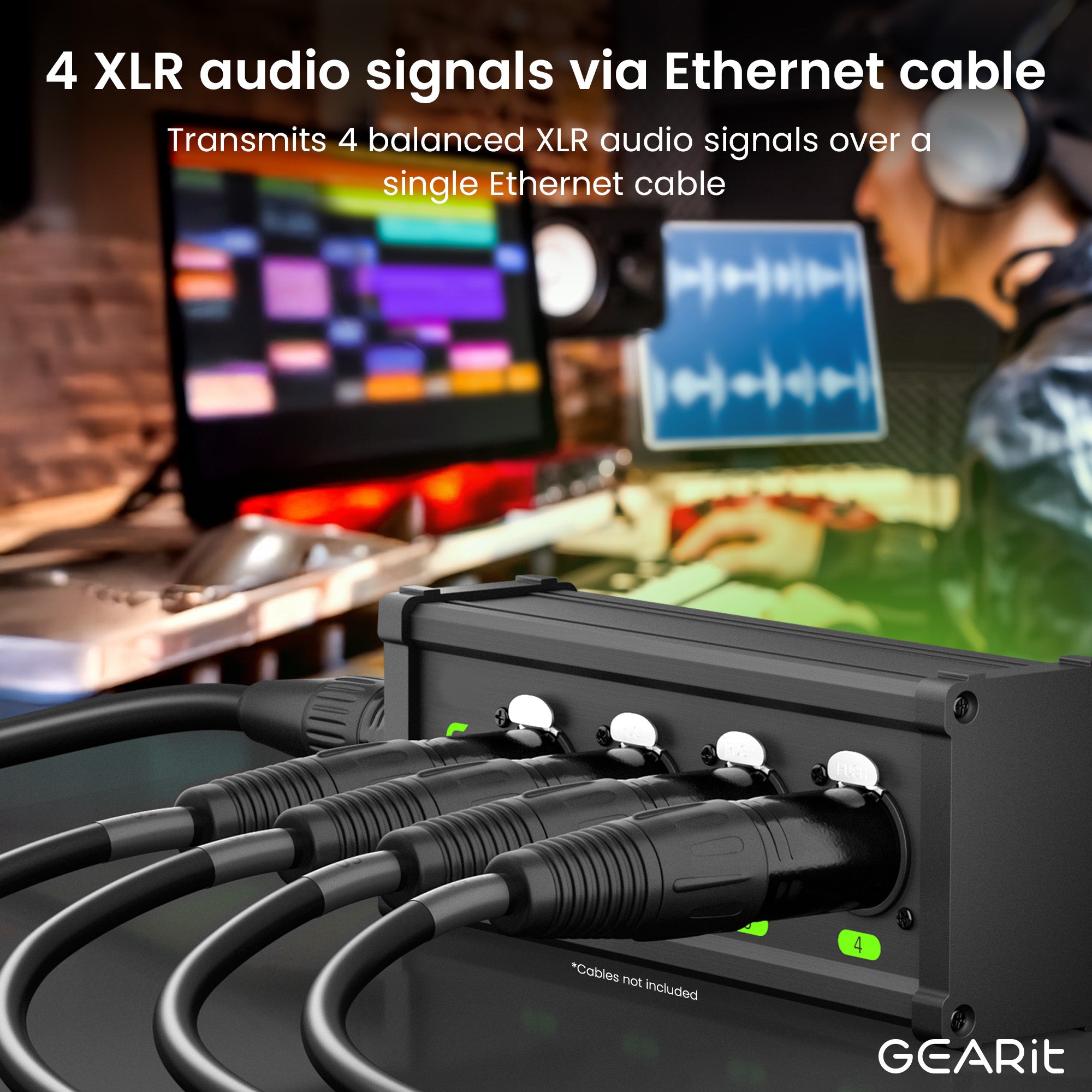 4 Channel 3-Pin XLR/DMX/AES-EBU Over Ethercon RJ45 Network Extender ...