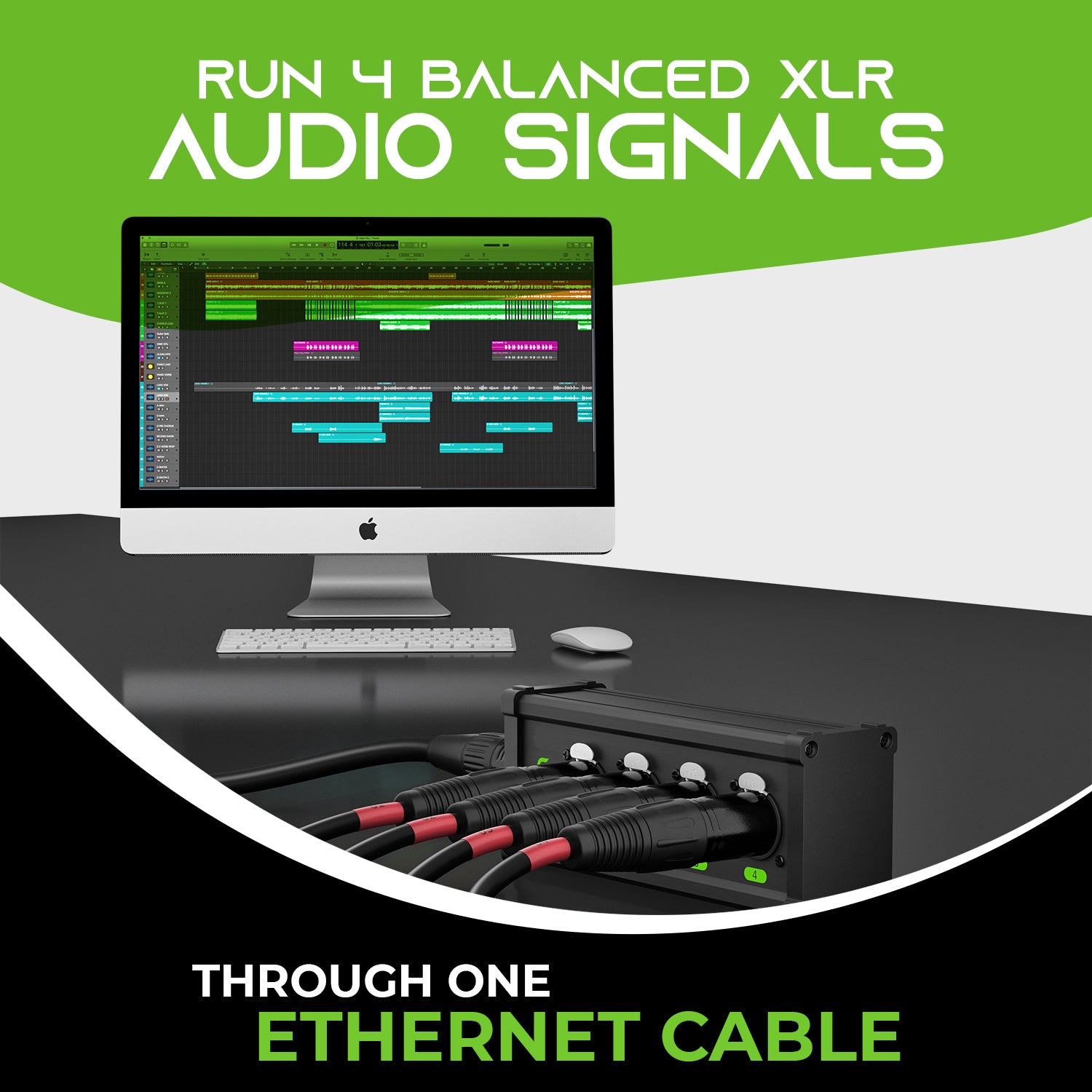 4 Channel 3-Pin XLR/DMX/AES-EBU Over Ethercon RJ45 Network Extender ...