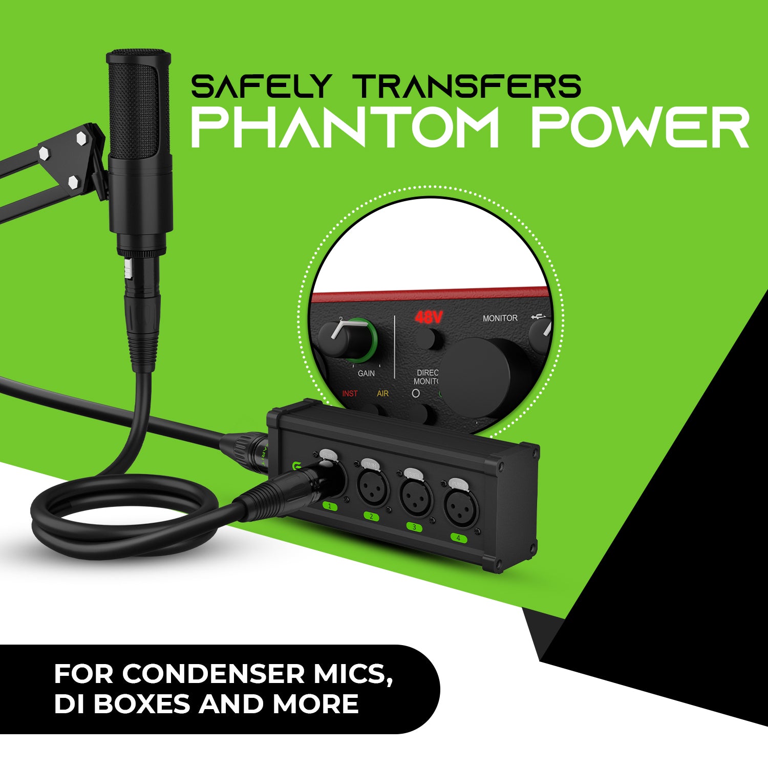 4 Channel 3-Pin XLR/DMX/AES-EBU Over Ethercon RJ45 Network Extender ...