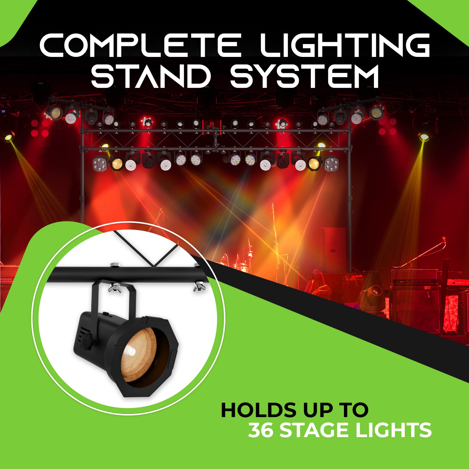Stage Lighting Stand - 12 Ft Lighting Truss System Up to 200 Lbs - GEARit
