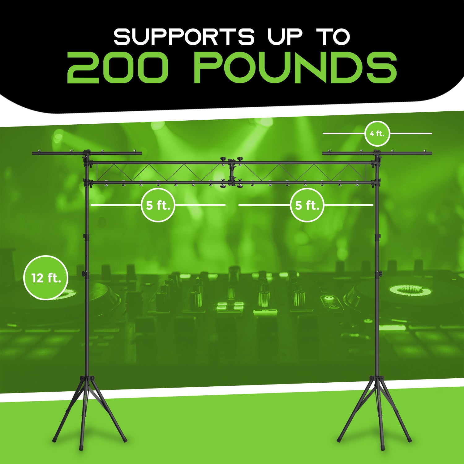 Stage Lighting Stand - 12 Ft Lighting Truss System Up to 200 Lbs - GEARit