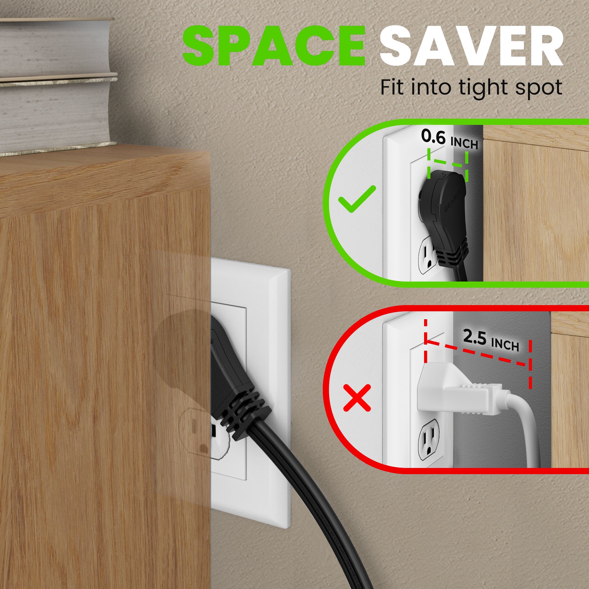 360° Rotating Flat Plug Multi-Outlet Extension Cord - GEARit