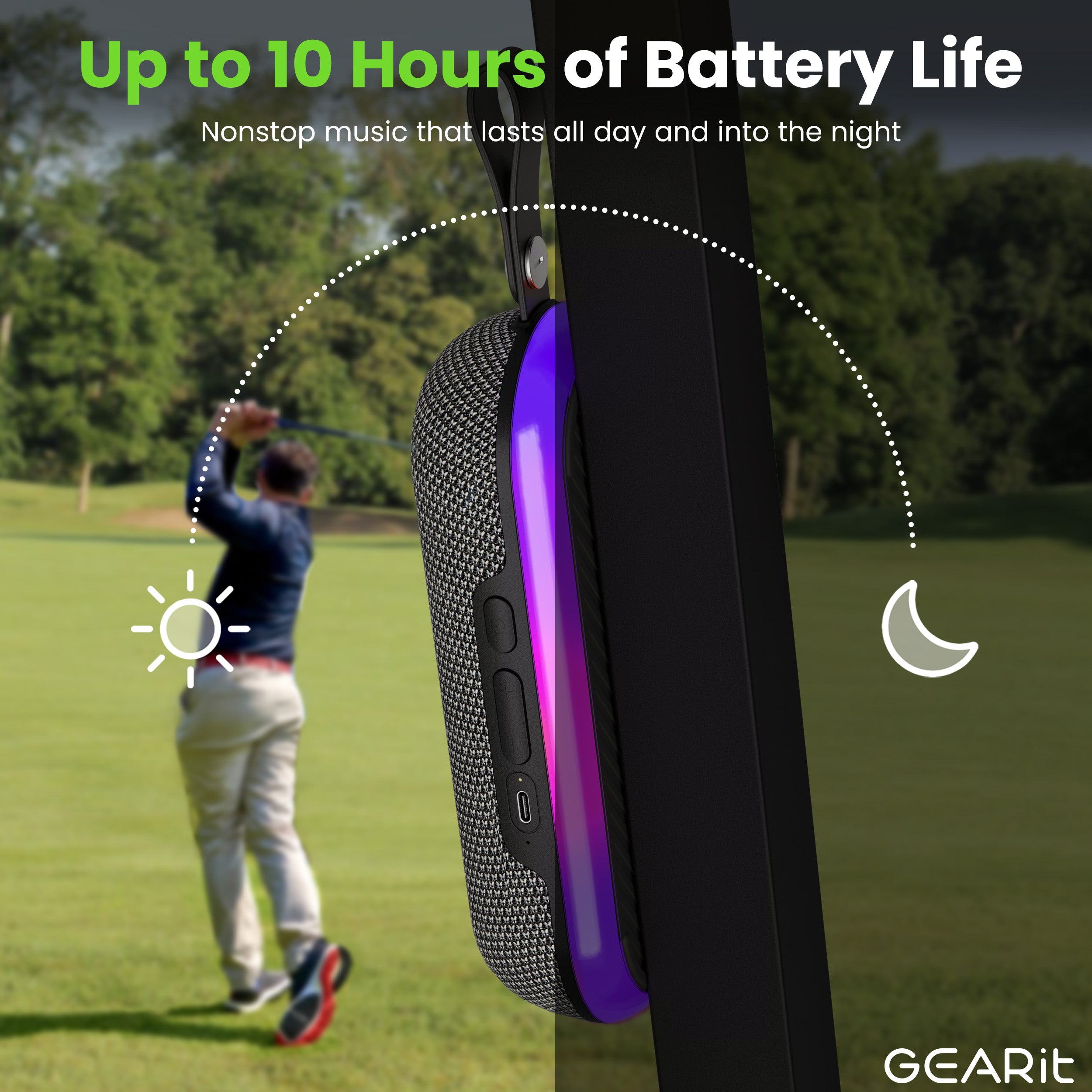 GEARit SoundBrick RGB Wireless Golf Magnetic Bluetooth Speaker 16W Aud