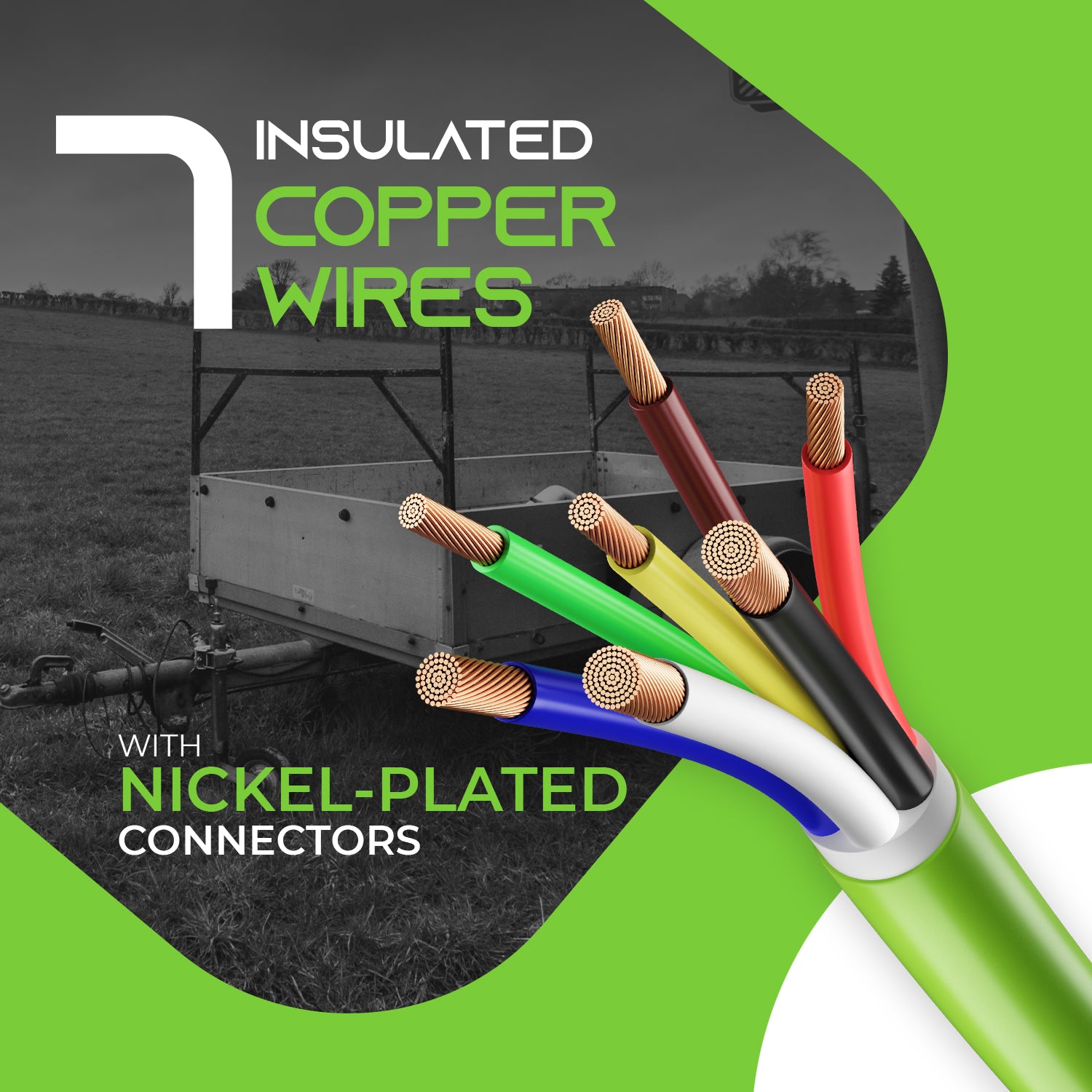 7 Way RV Trailer Cord Y Splitter Pigtail Adapter Cable, 15-Inch - GEARit