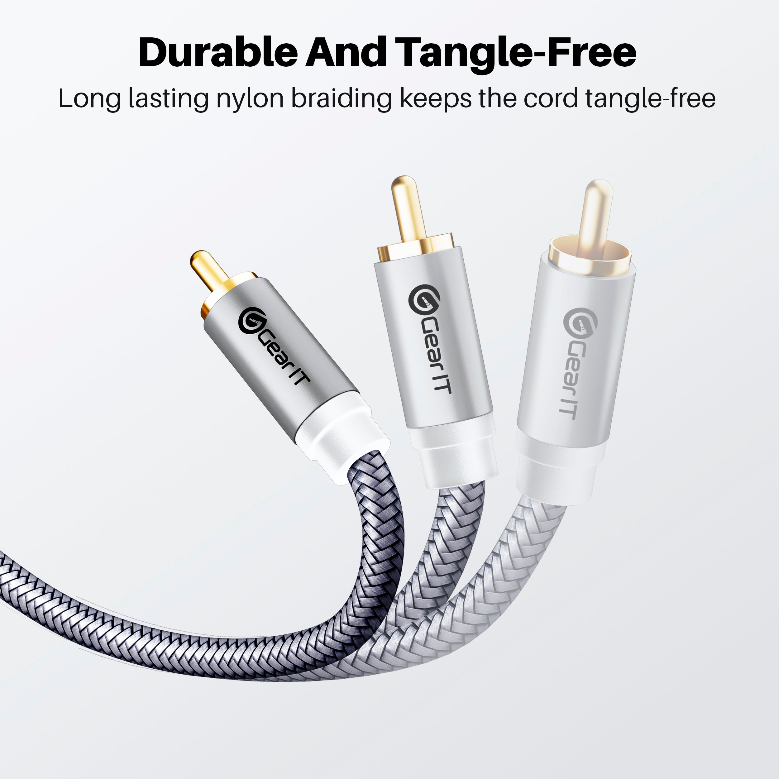 2 RCA Male to 2 RCA Male Stereo Audio Cables RCA Stereo Cable Shielded ...