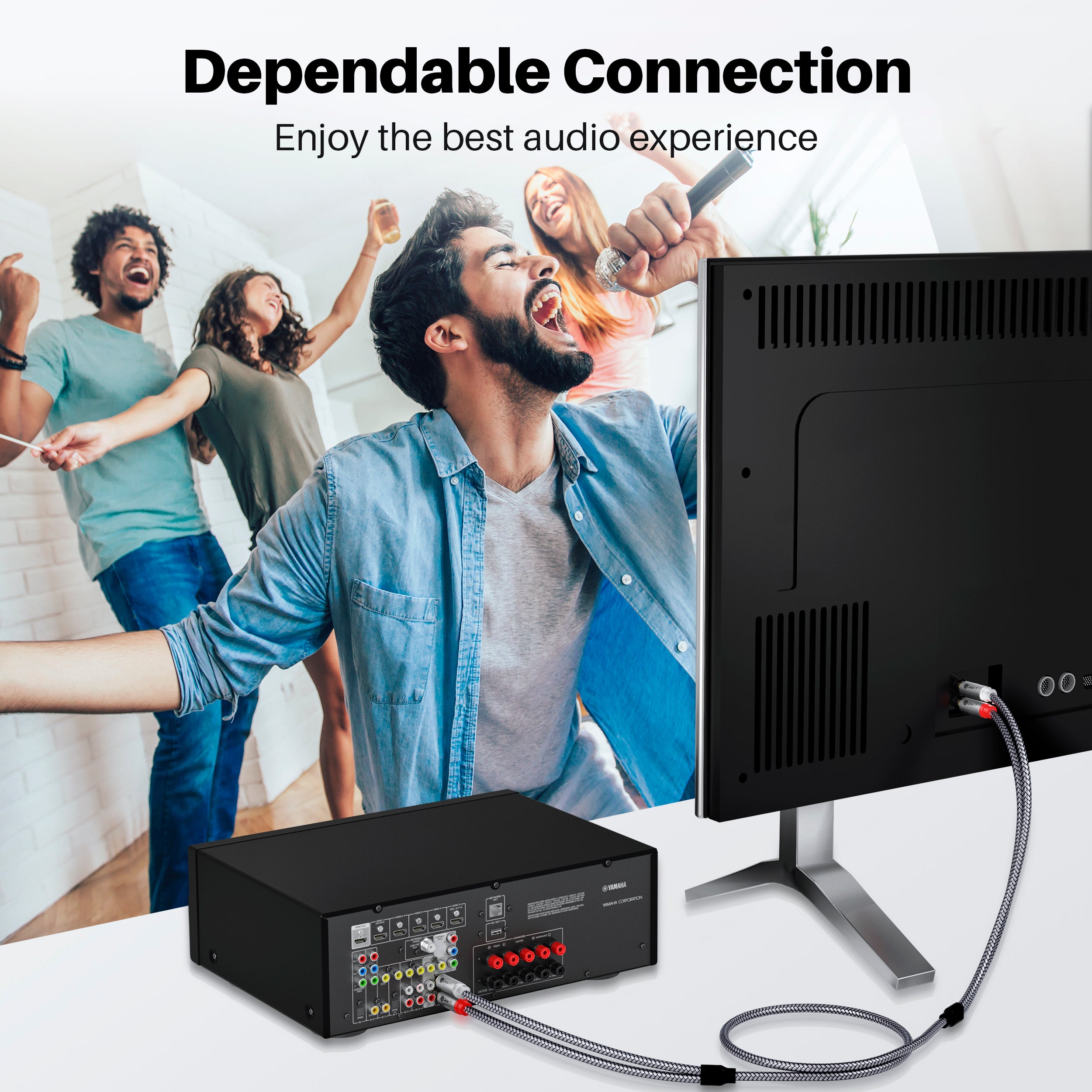 2 RCA Male to 2 RCA Male Stereo Audio Cables RCA Stereo Cable Shielded ...