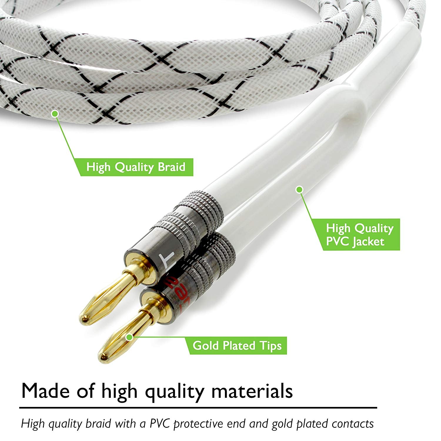 12 AWG Speaker Wire Cable with Banana Plugs - GEARit