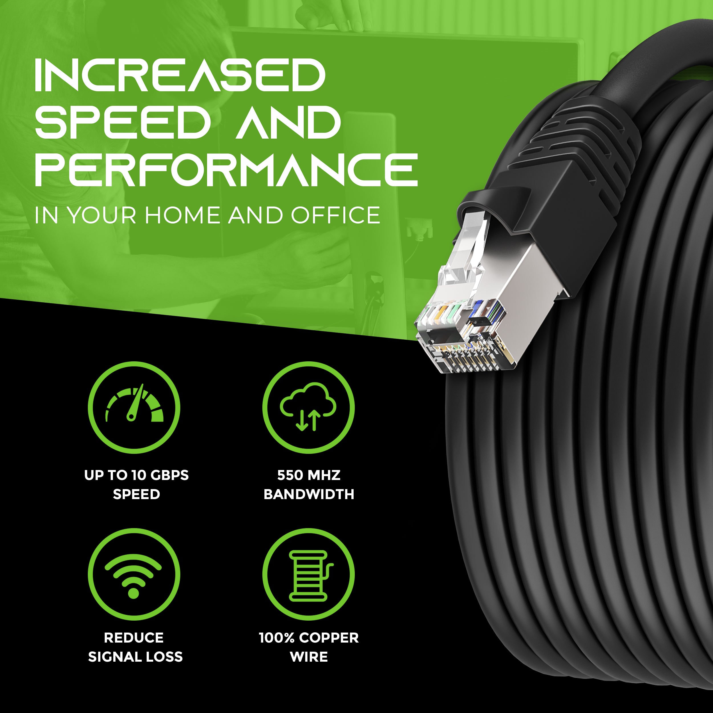 Cat6 Outdoor Ethernet Cable - 23AWG LLDPE Weatherproof Jacket S/FTP Di ...