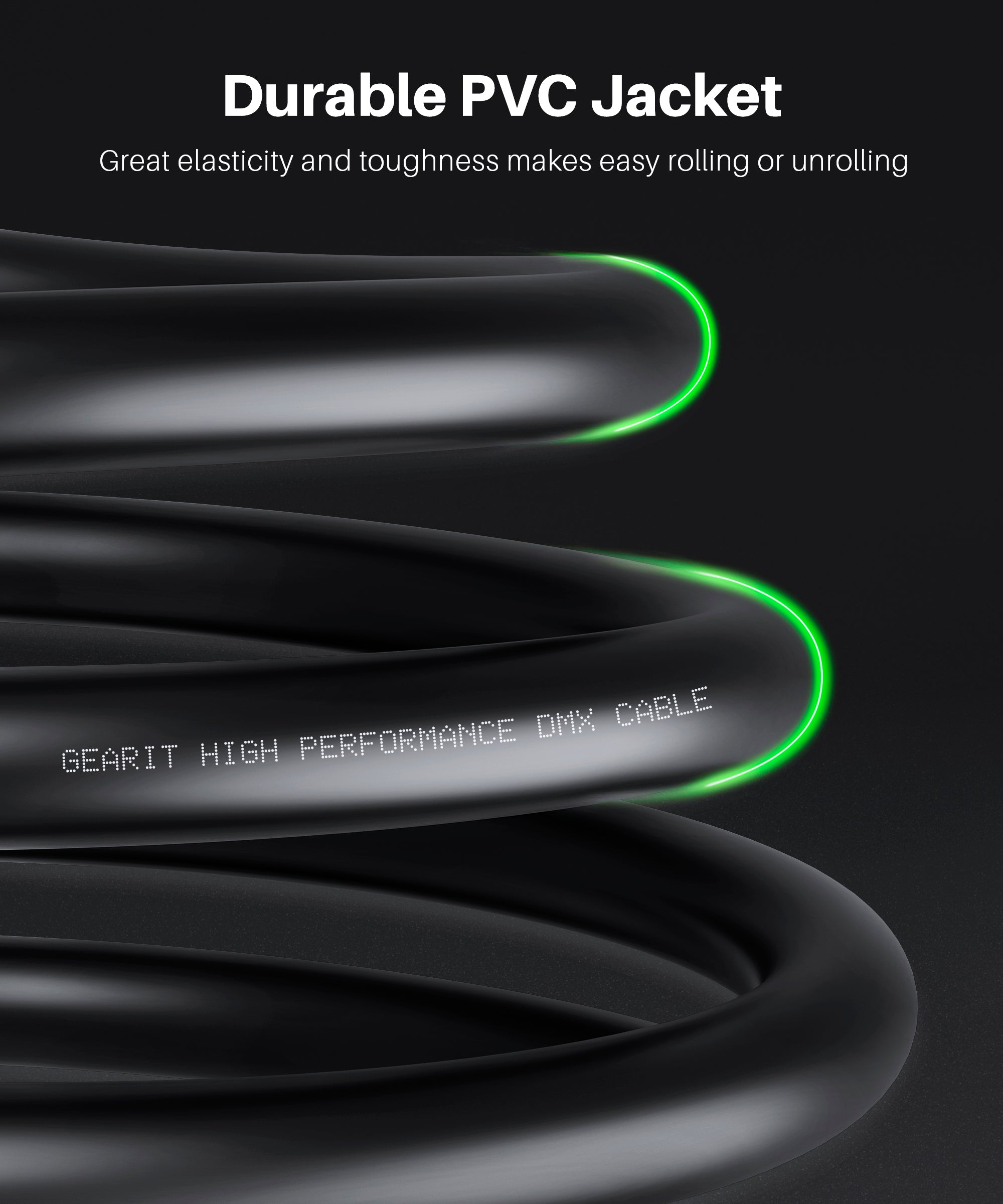 DMX Extension Cable for Stage Lighting 2-Pack, Black - GEARit