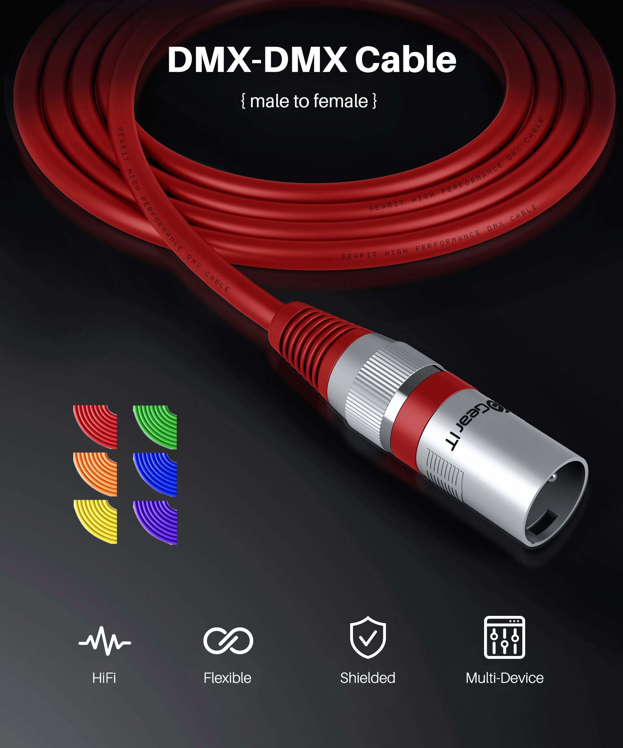 DMX Extension Cable for Stage Lighting 6-Pack - GEARit