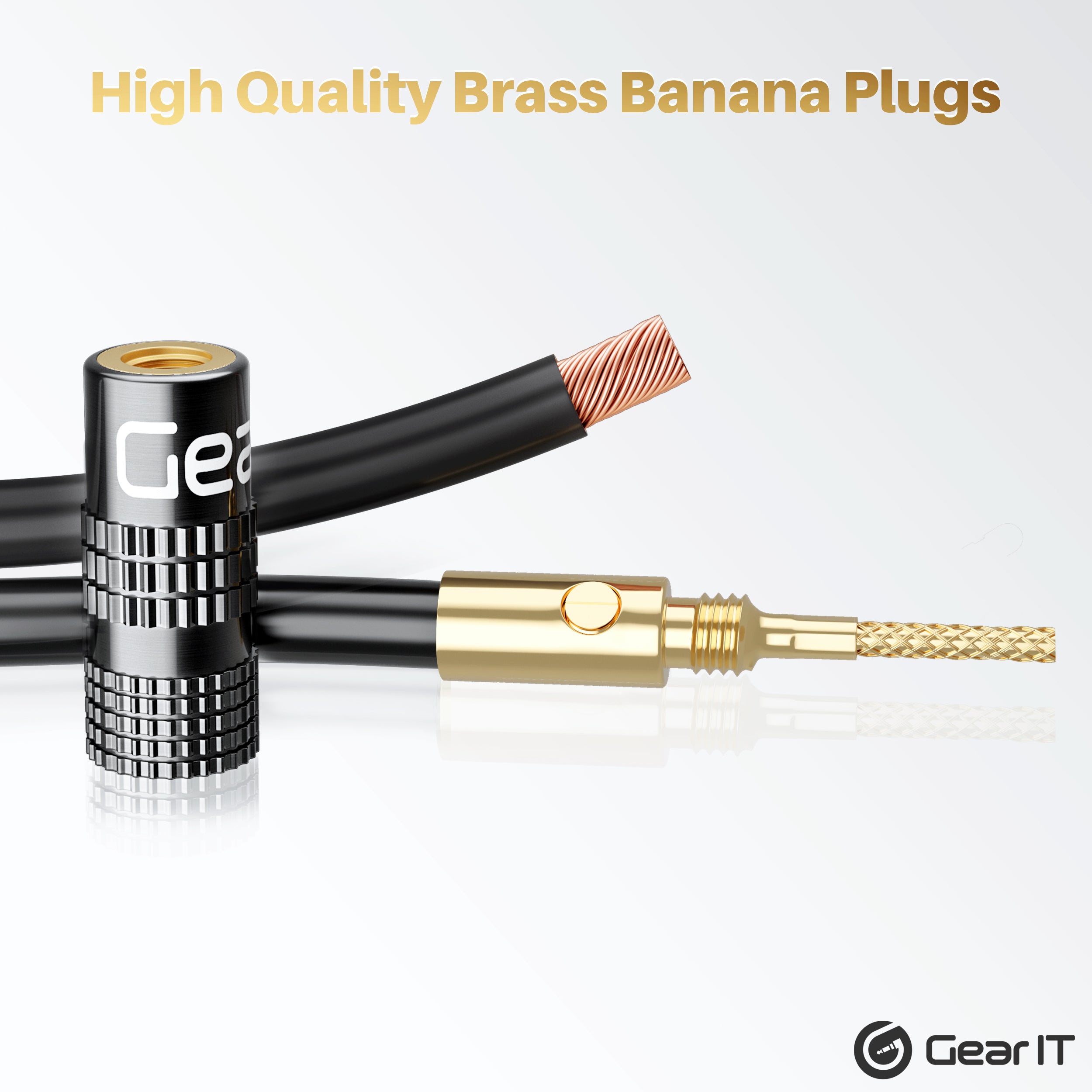GearIT Speaker Banana Plugs - Flex Pin Plug Type for for Spring-Loaded
