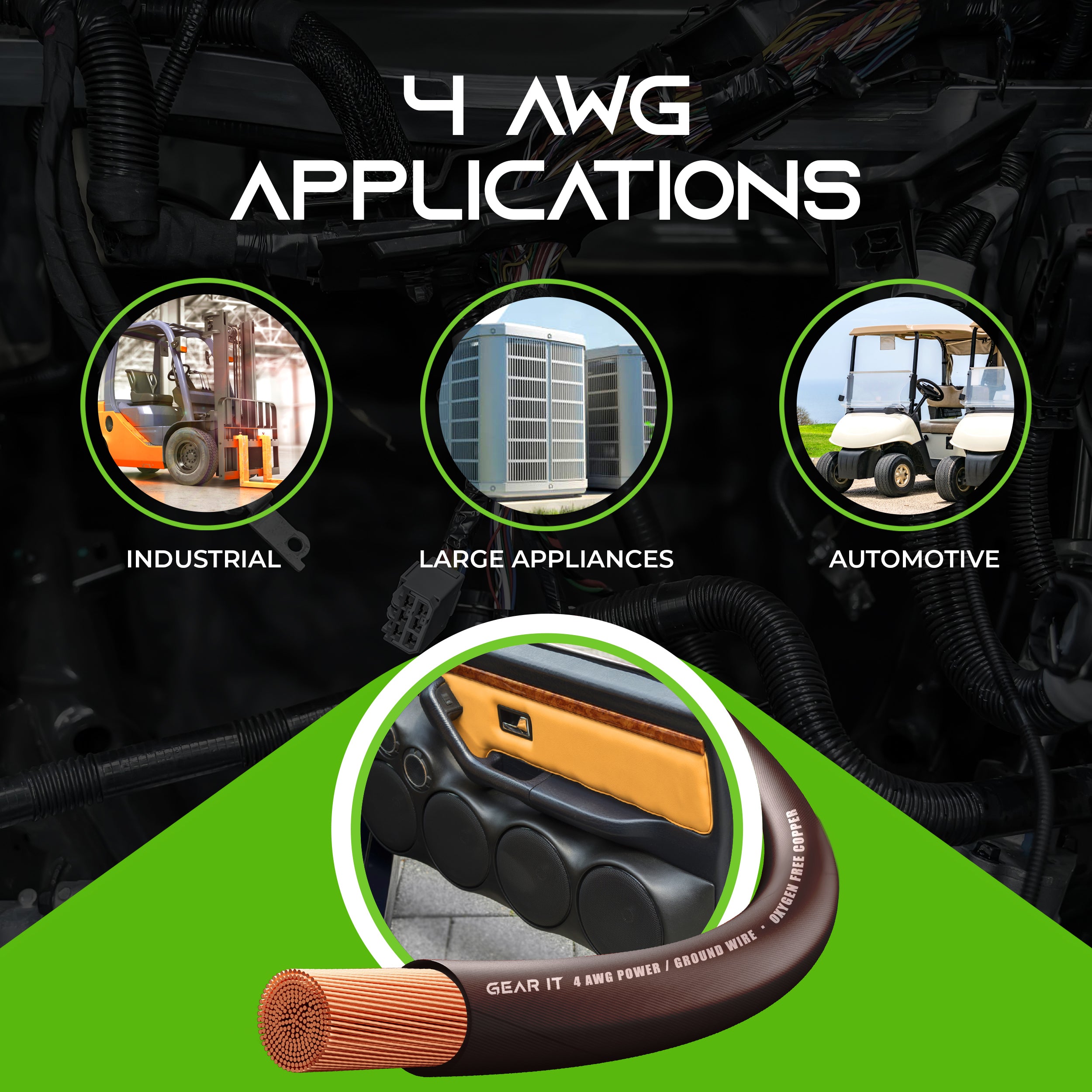 4 Gauge OFC Ground Wire - 4AWG Electrical Power Cable - 25 Feet - GEARit