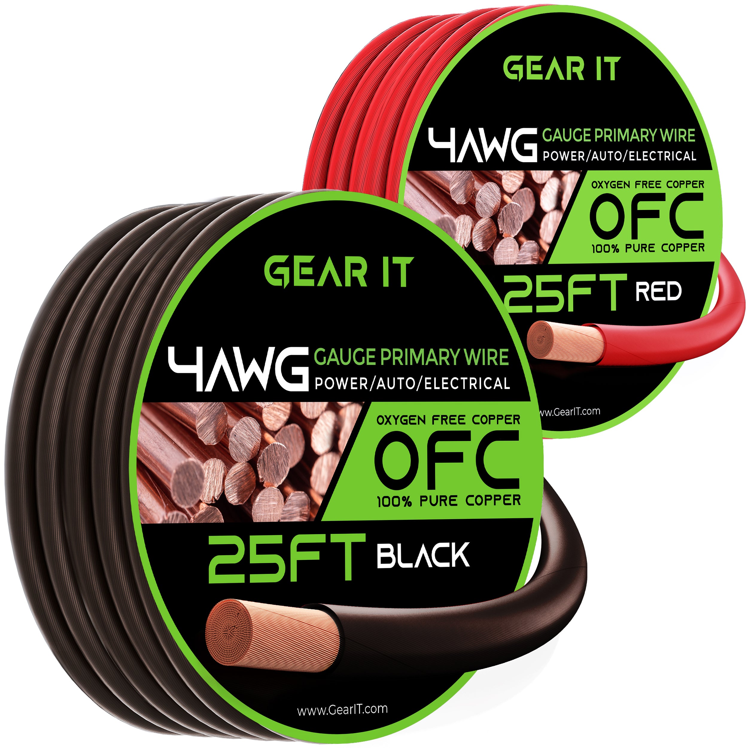 4 Gauge OFC Ground Wire - 4AWG Electrical Power Cable - 25 Feet - GEARit