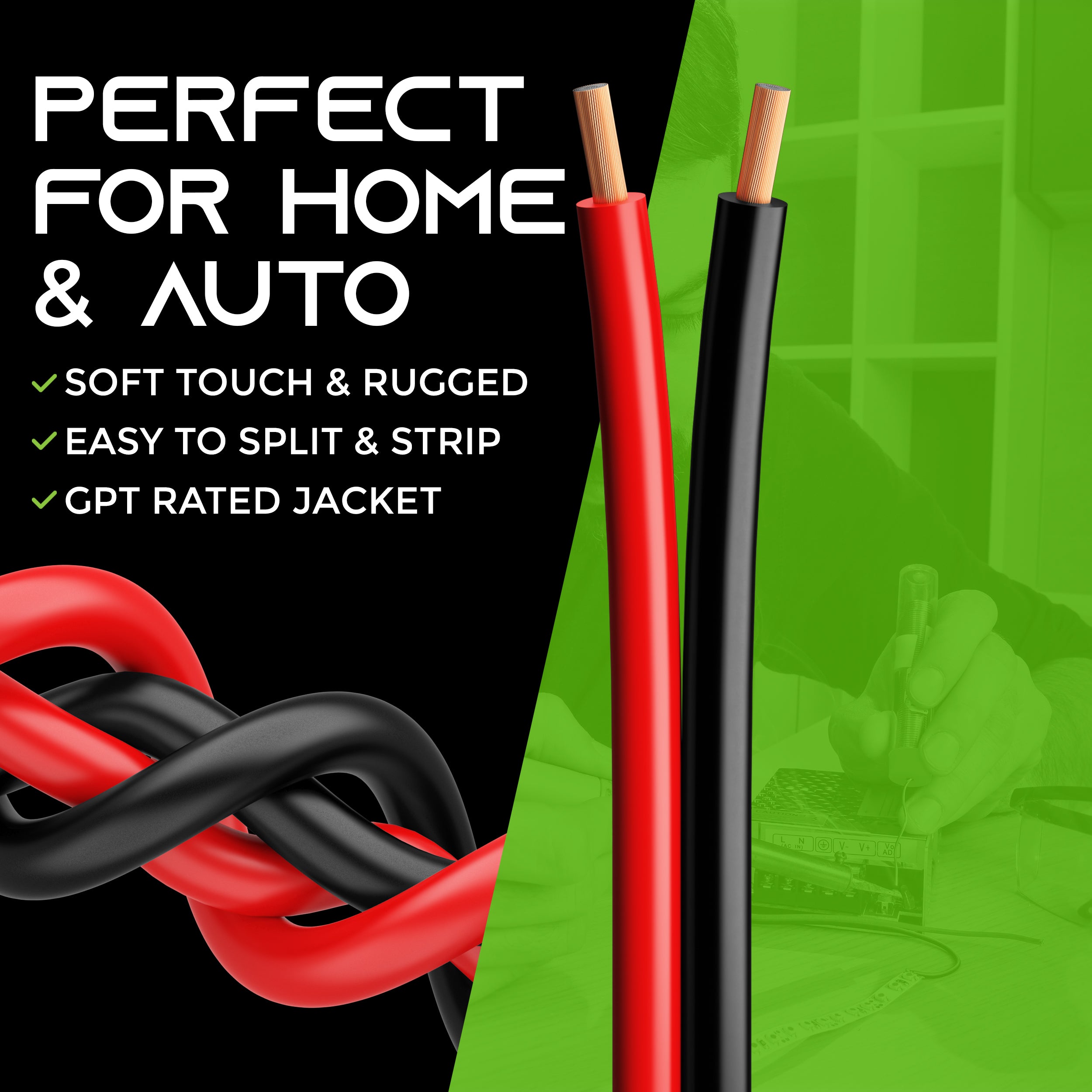 12 Gauge Bonded GPT Primary Wire, Black/Red - GEARit