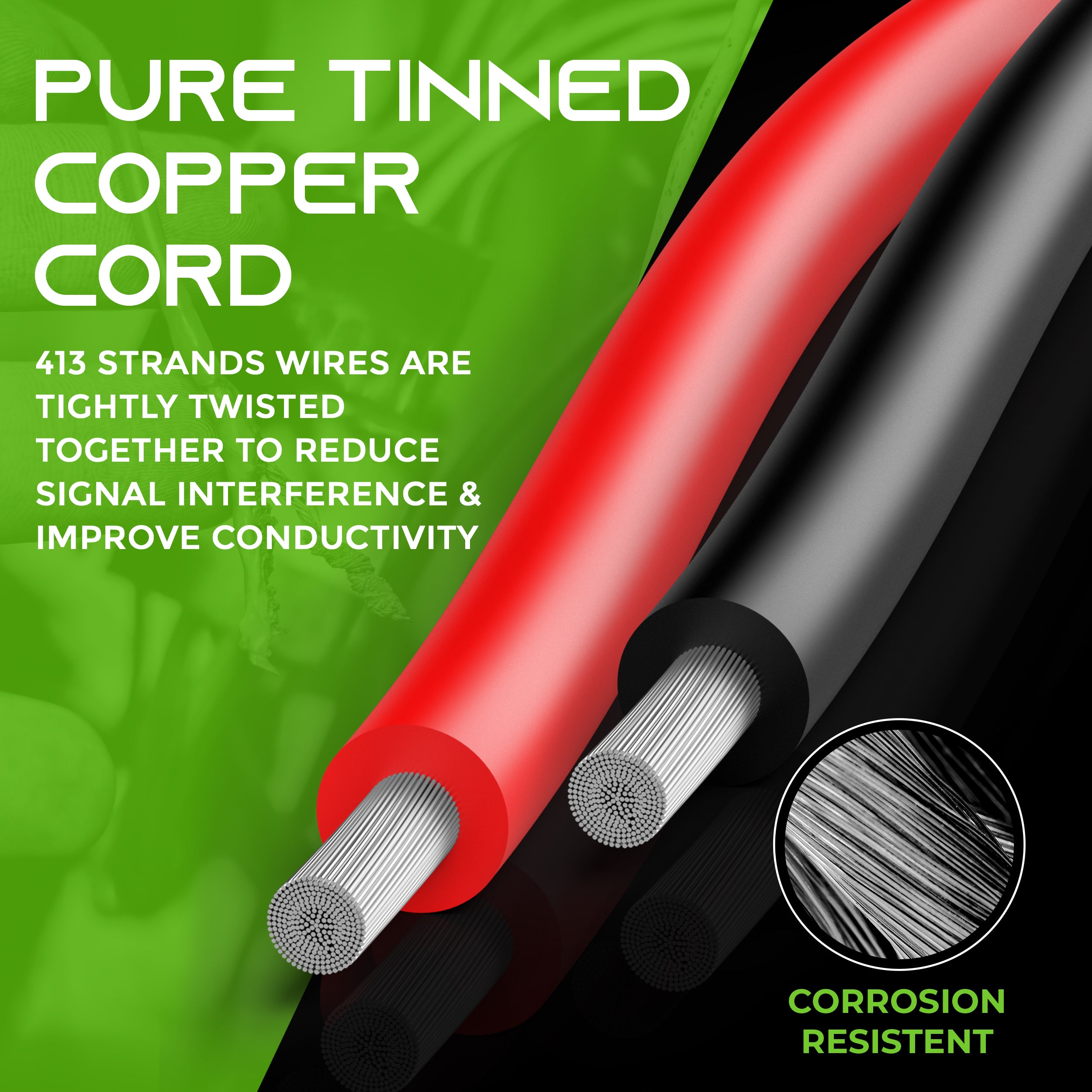 14AWG 600V Tinned OFC Stranded Silicone Wire, 2-Pack (Black & Red) - GEARit