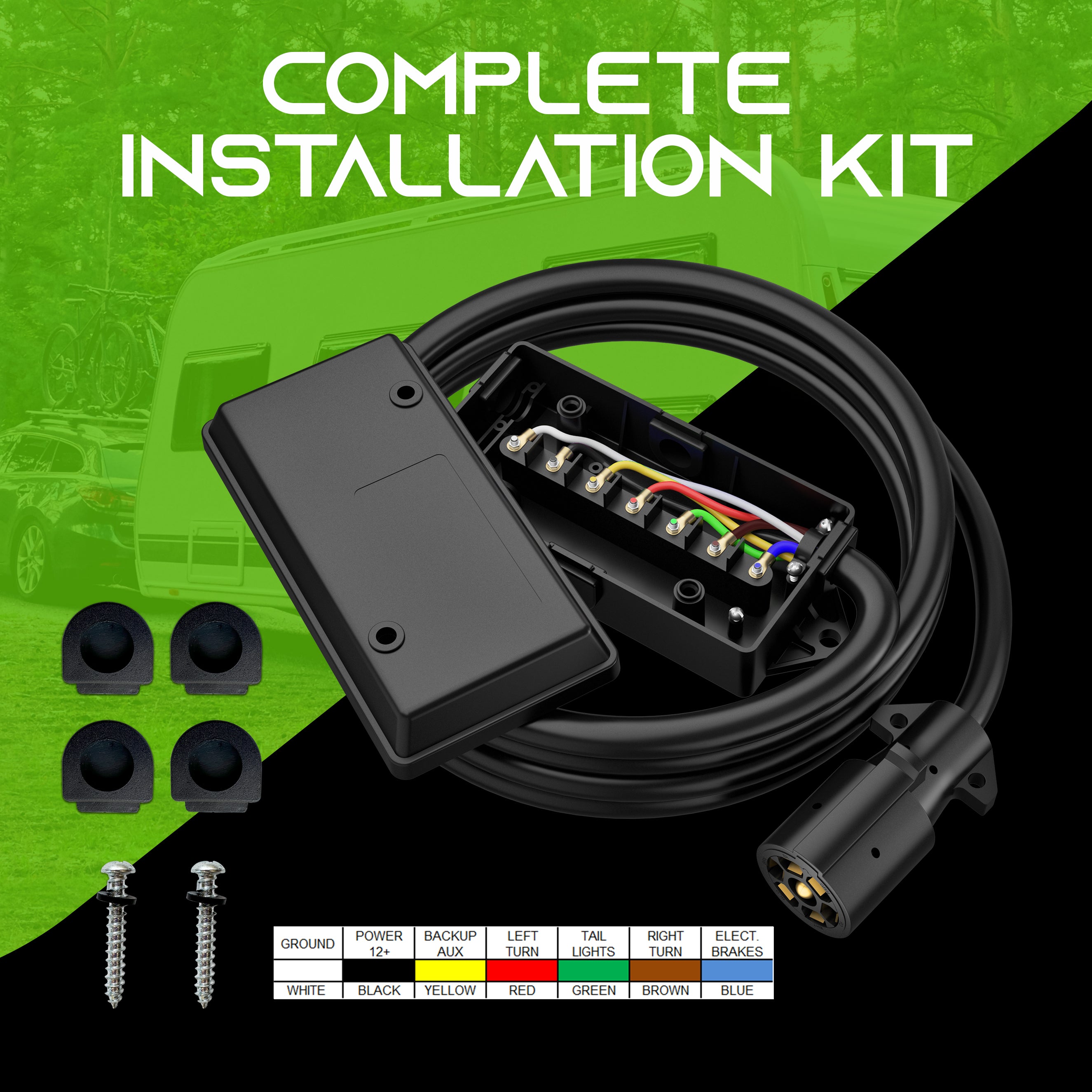 7 Way Conductor Wire RV Trailer Cord with Junction Box - GEARit