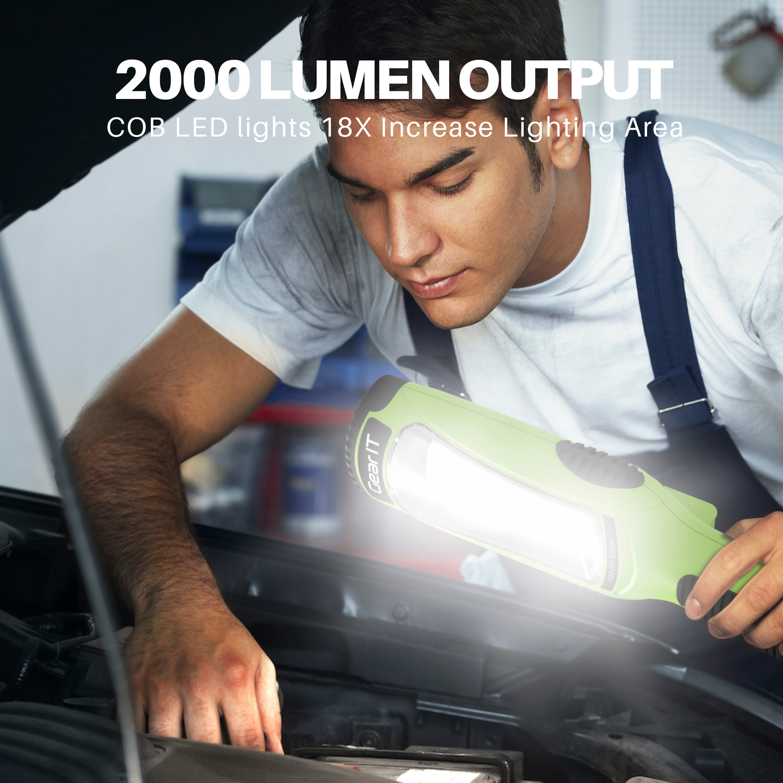 COB LED Work Light with Long Extension Cable, Green - GEARit