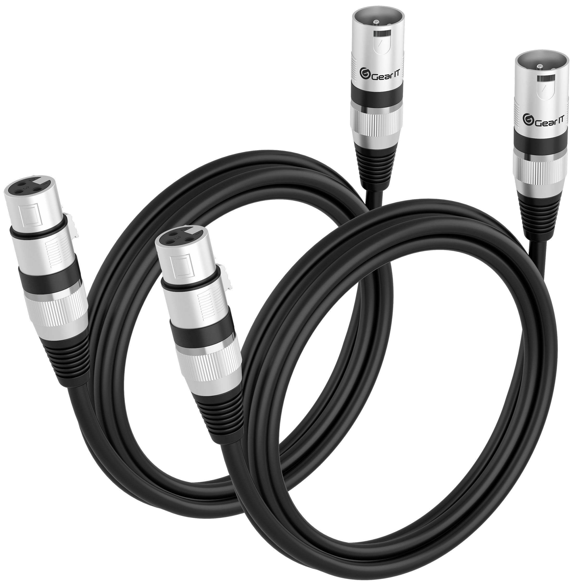 GearIT XLR Extension Cable (Male to Female), Black - GEARit
