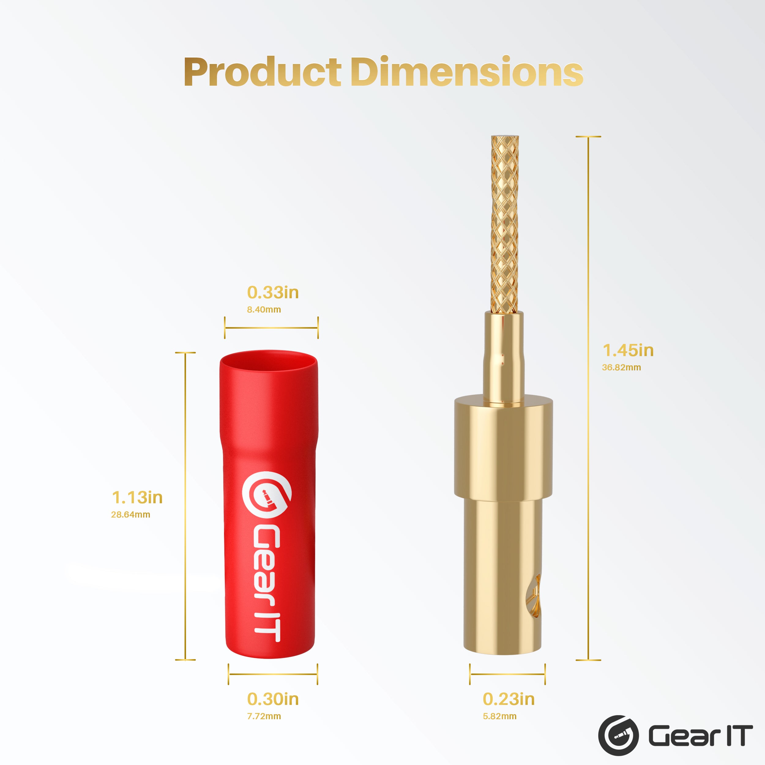 GearIT Speaker Banana Plugs - Flex Pin Plug Type - PVC Insulated Gold